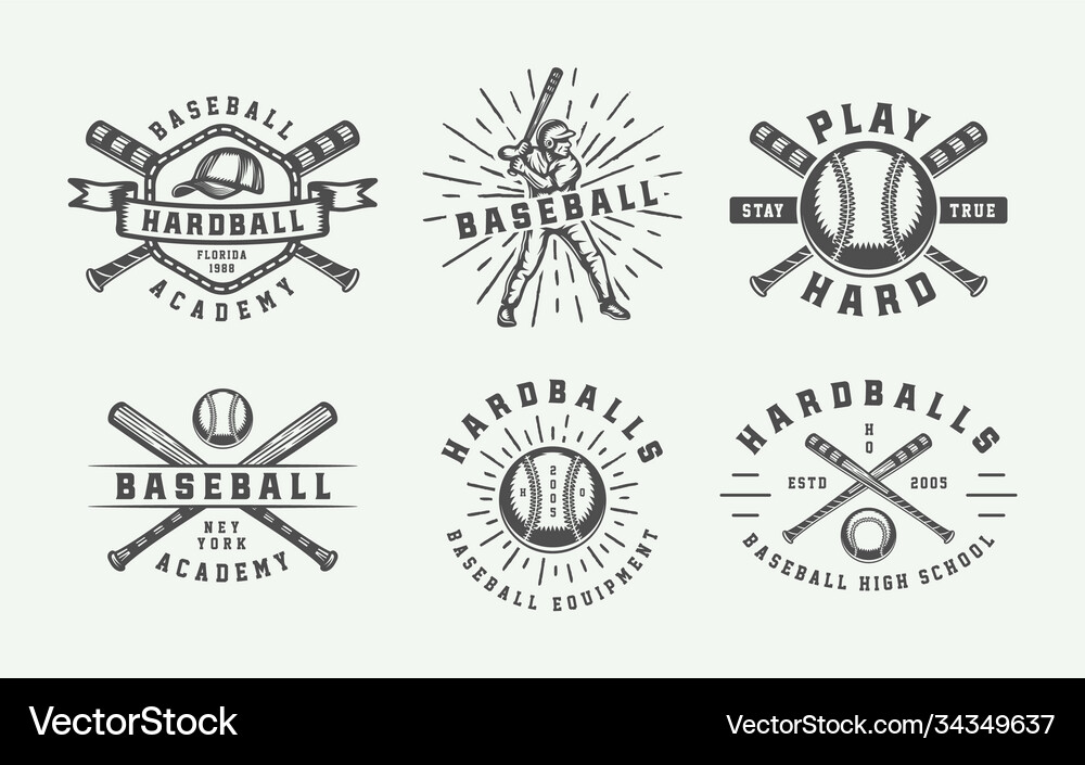 Vintage baseball sport logos emblems badges marks Vector Image