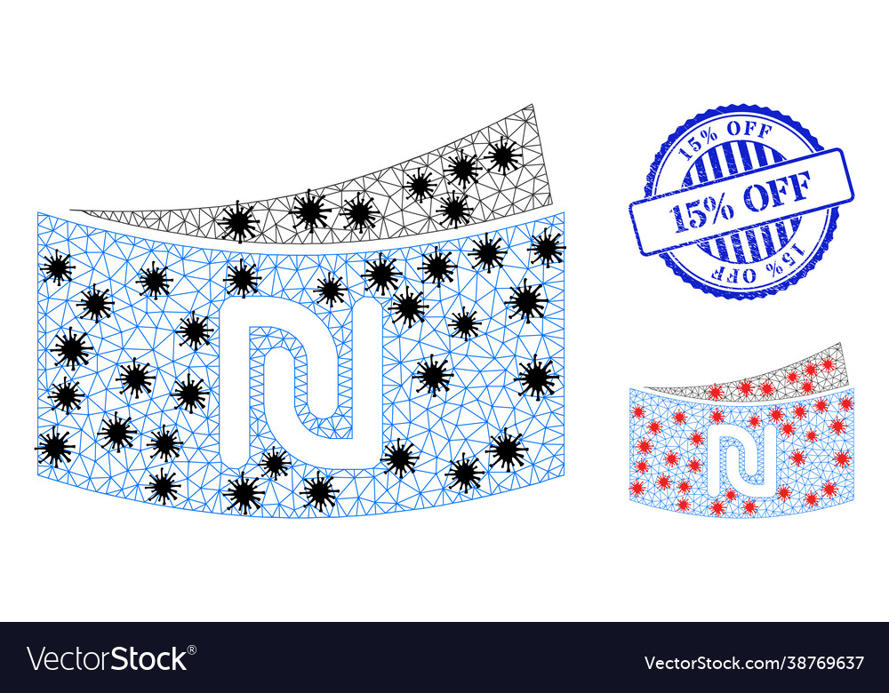 Wire frame mesh shekel banknote pictograms Vector Image Wire frame mesh shekel banknote pictograms Vector Image