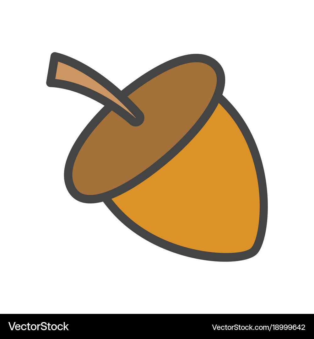 Acorn cartoon flat icon Royalty Free Vector Image