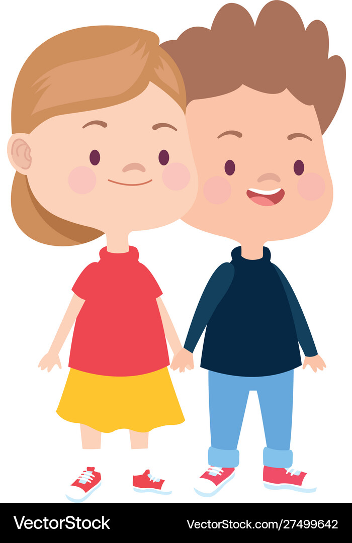 Cartoon little kids flat design Royalty Free Vector Image