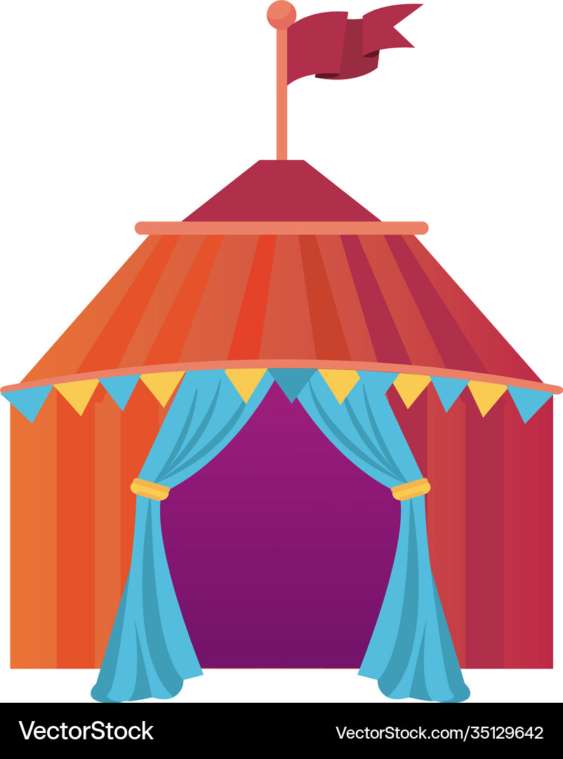 Circus tent with flag entertainment icon Vector Image