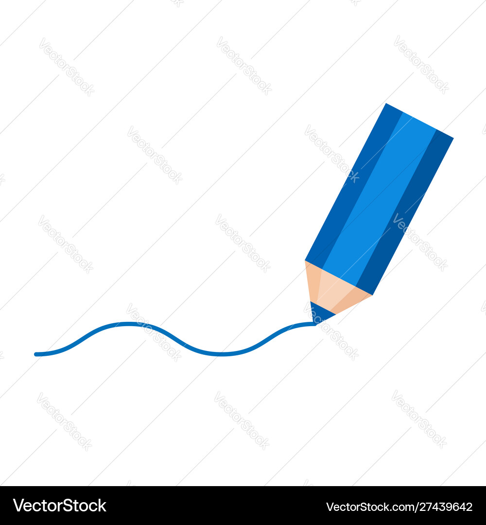 Color pencil drawing wave isolated on white bg Vector Image