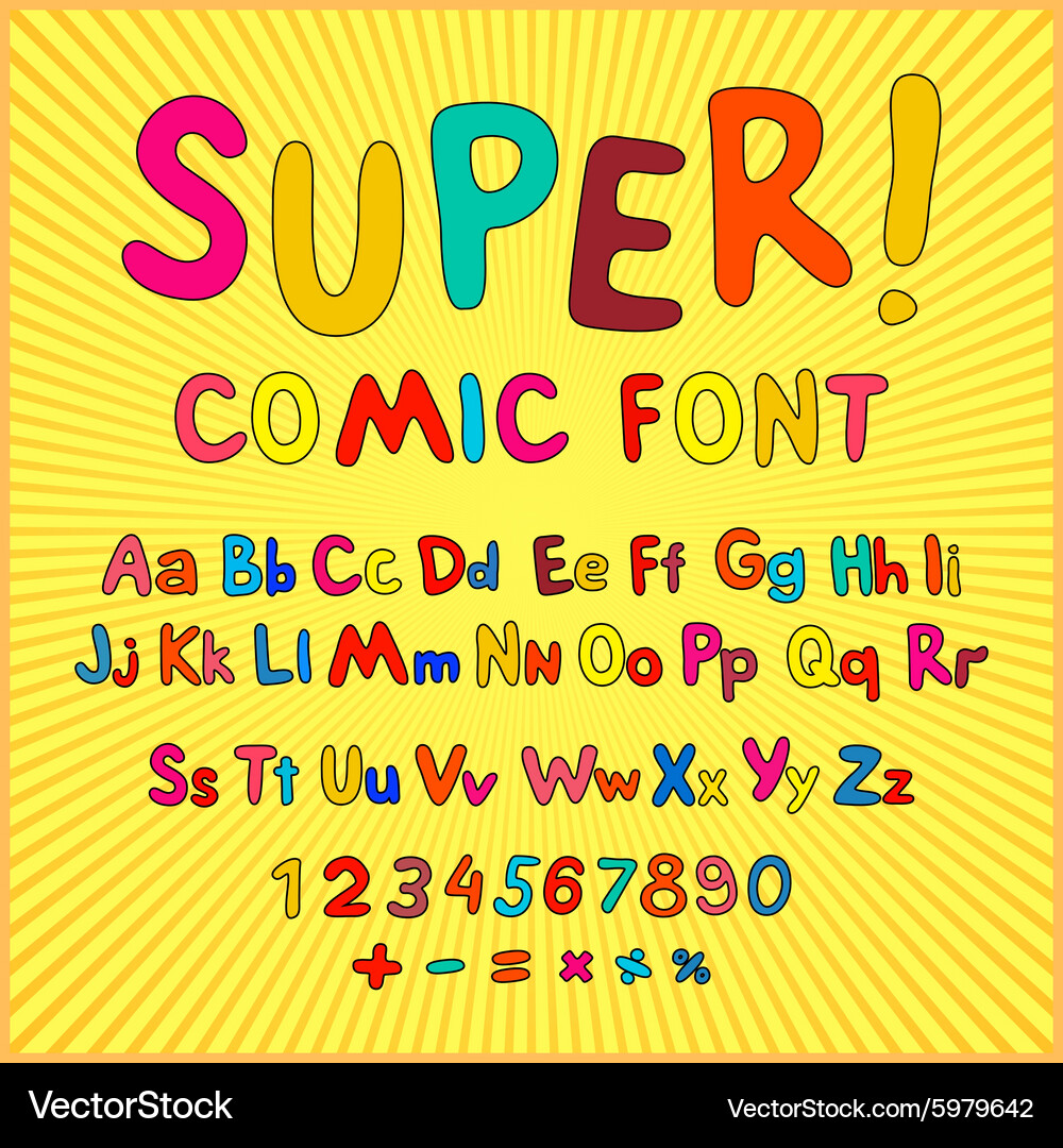 Creative comic font alphabet in style of comics Vector Image