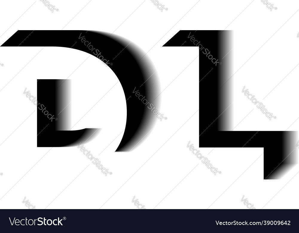 Dl monogram shadow shape style Royalty Free Vector Image