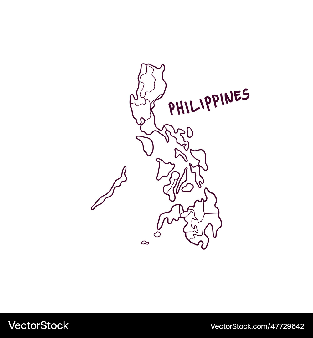 Hand drawn doodle map of philippines Royalty Free Vector
