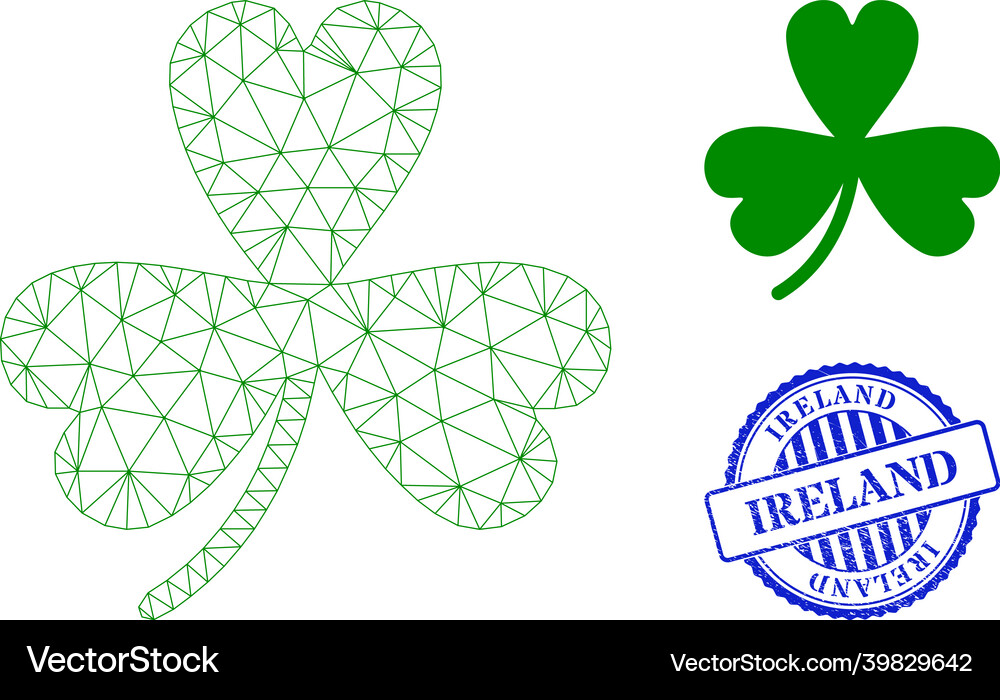 Ireland scratched rubber imprint and web mesh Vector Image