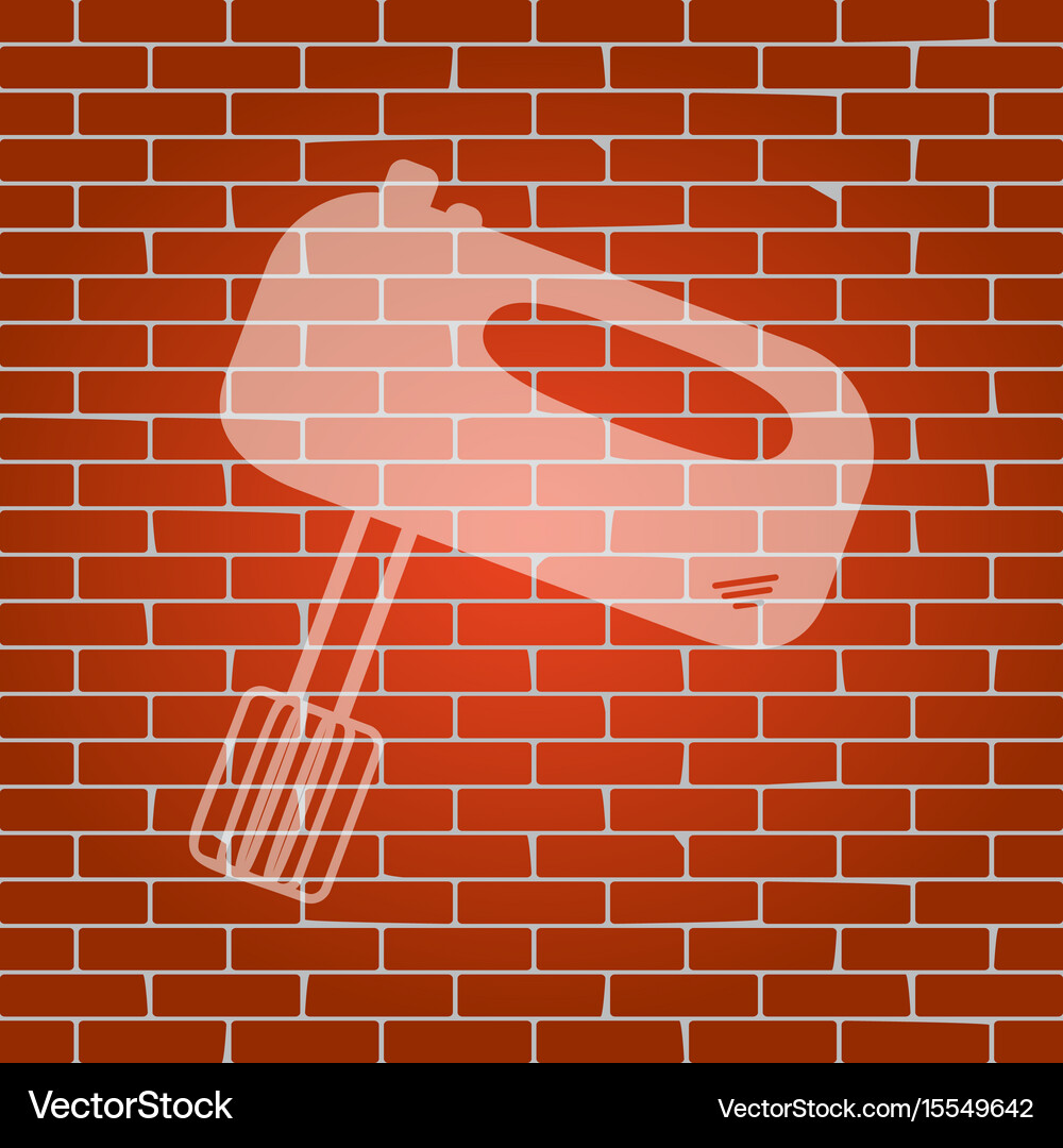 Kitchen mixer sign whitish icon on brick Vector Image