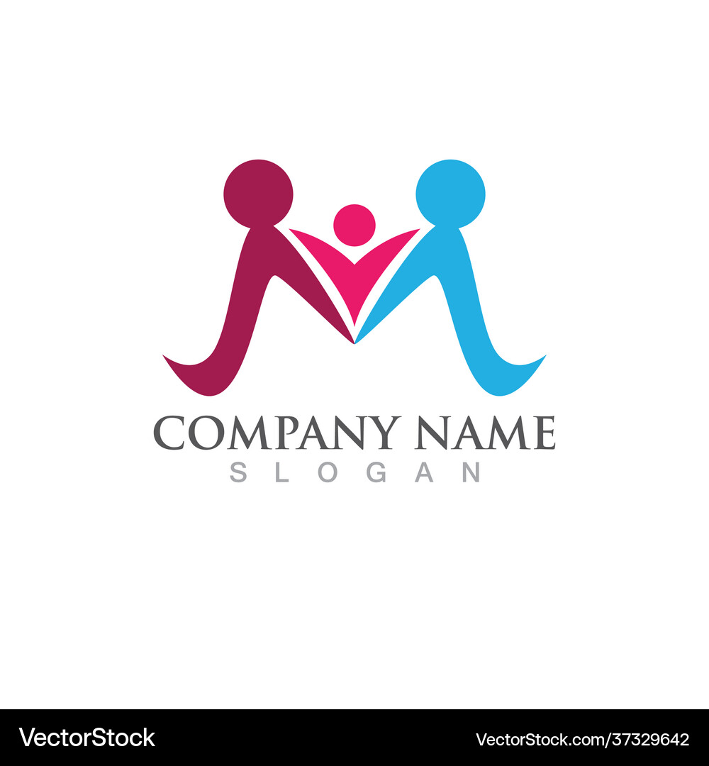 M people family logo template Royalty Free Vector Image