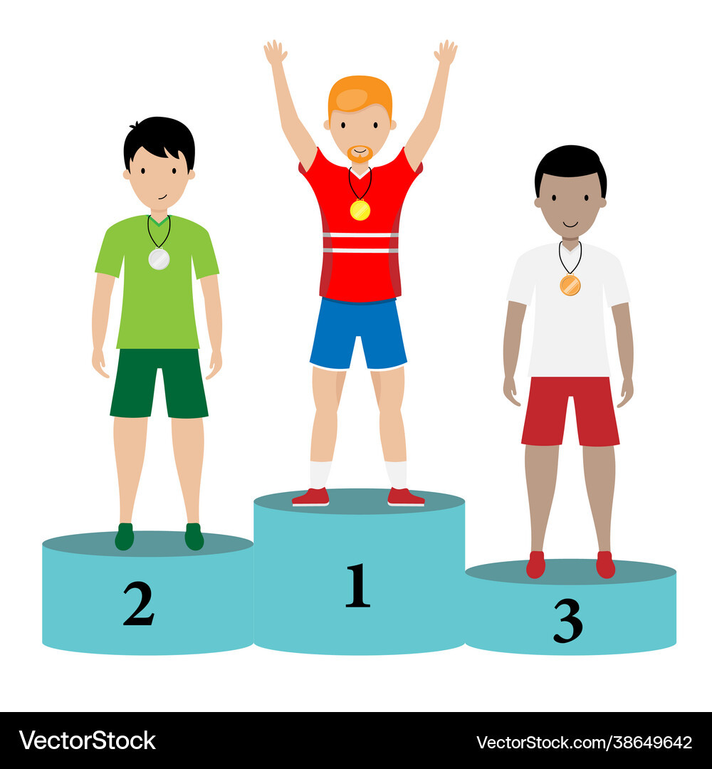 Male athletes on podium Royalty Free Vector Image