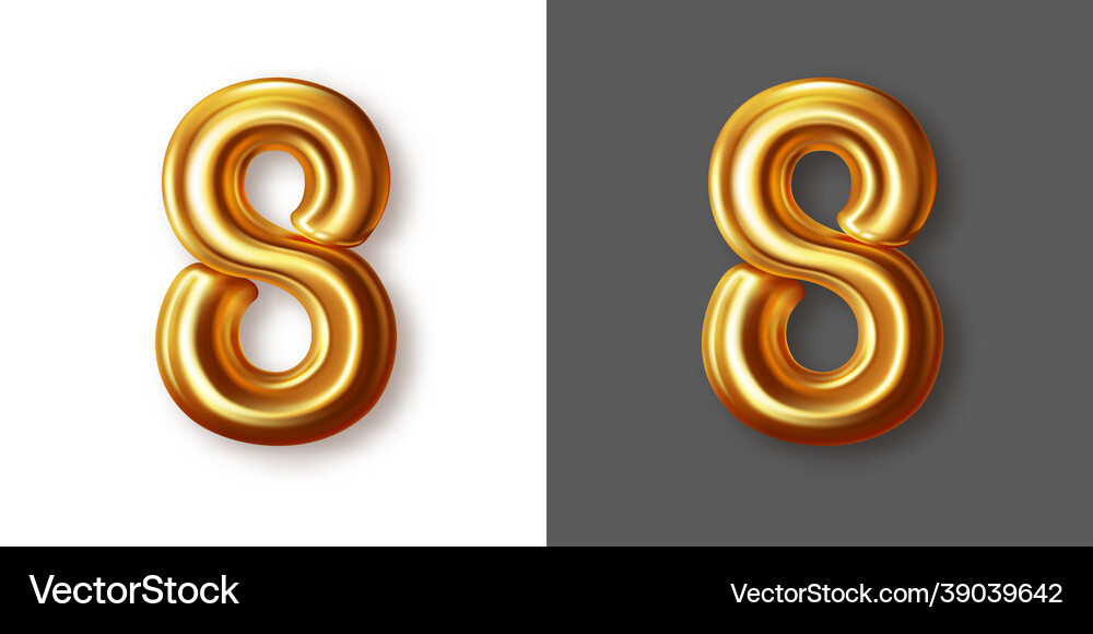 Metallic gold numeral symbol - 8 creative Vector Image