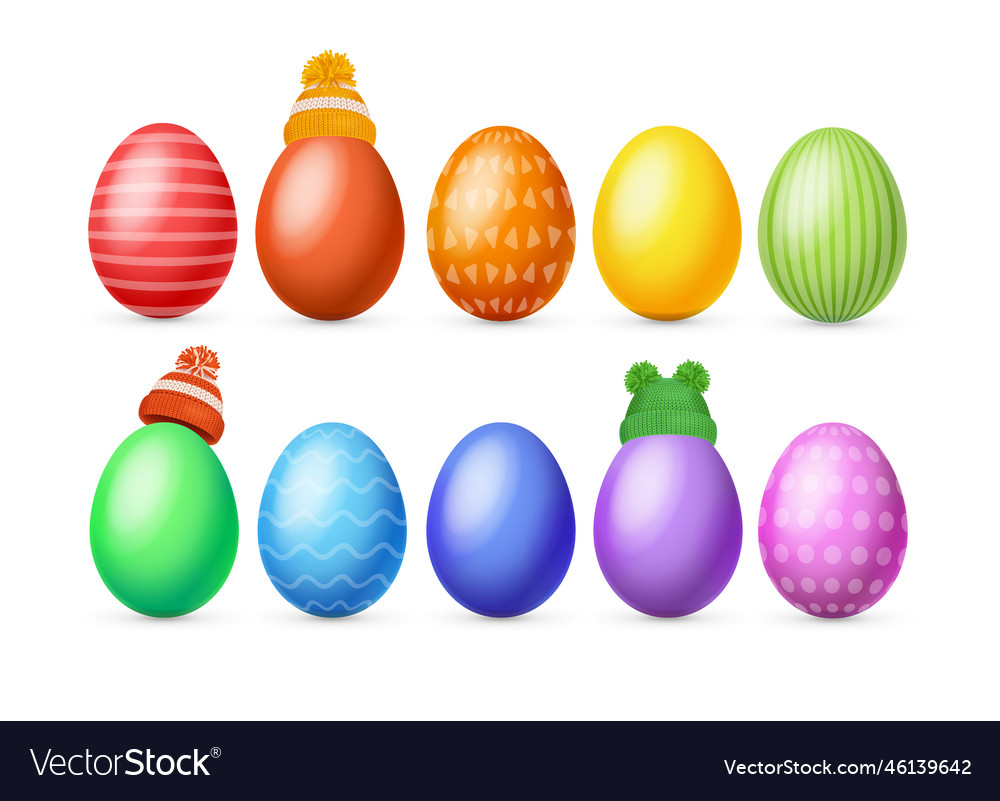 Realistic detailed 3d different color easter egg Vector Image