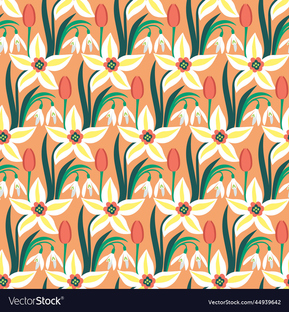 Seamless pattern with spring flowers Royalty Free Vector