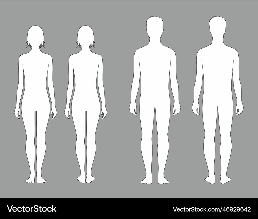 Teenager figure front and back Royalty Free Vector Image