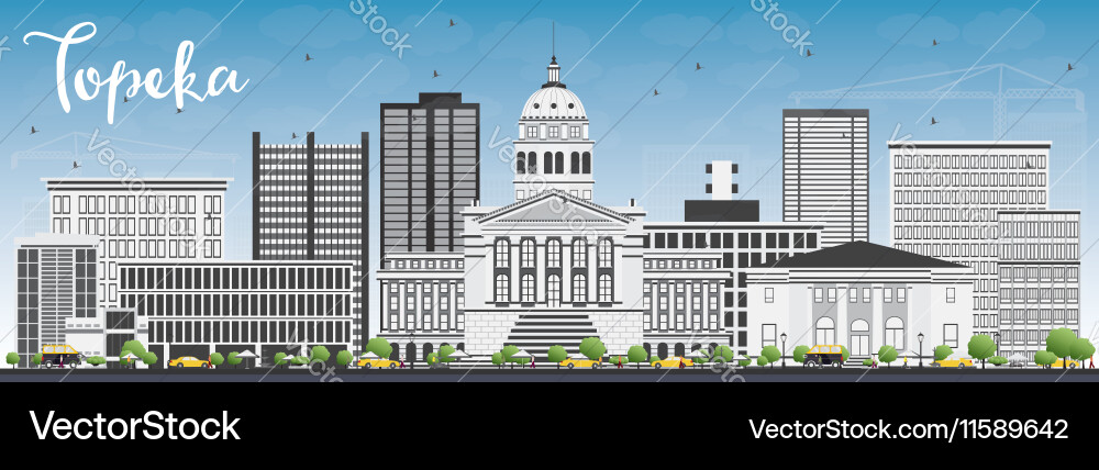 Topeka skyline with gray buildings Royalty Free Vector Image