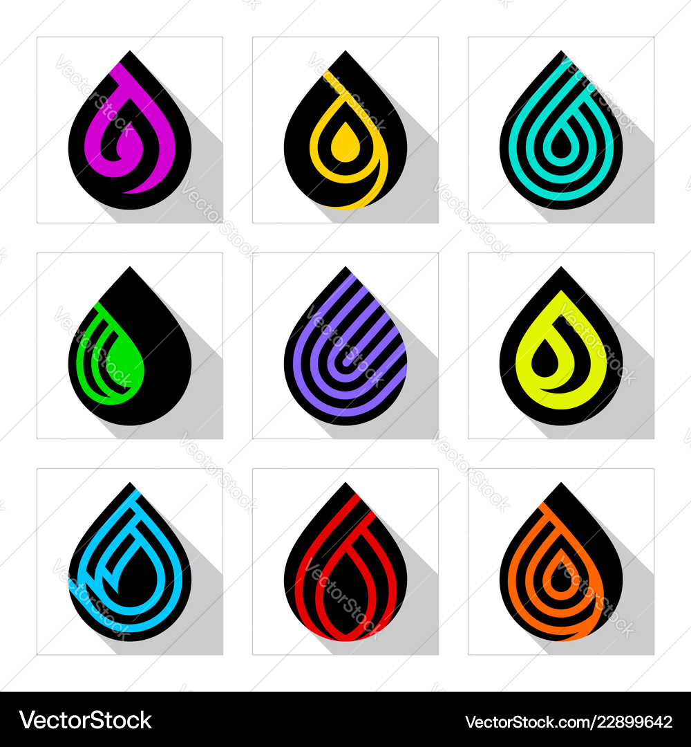 Water drop symbols new set colored signs Vector Image