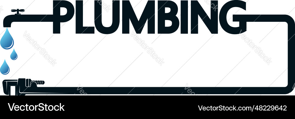 Water drops pipe and wrench symbol Royalty Free Vector Image