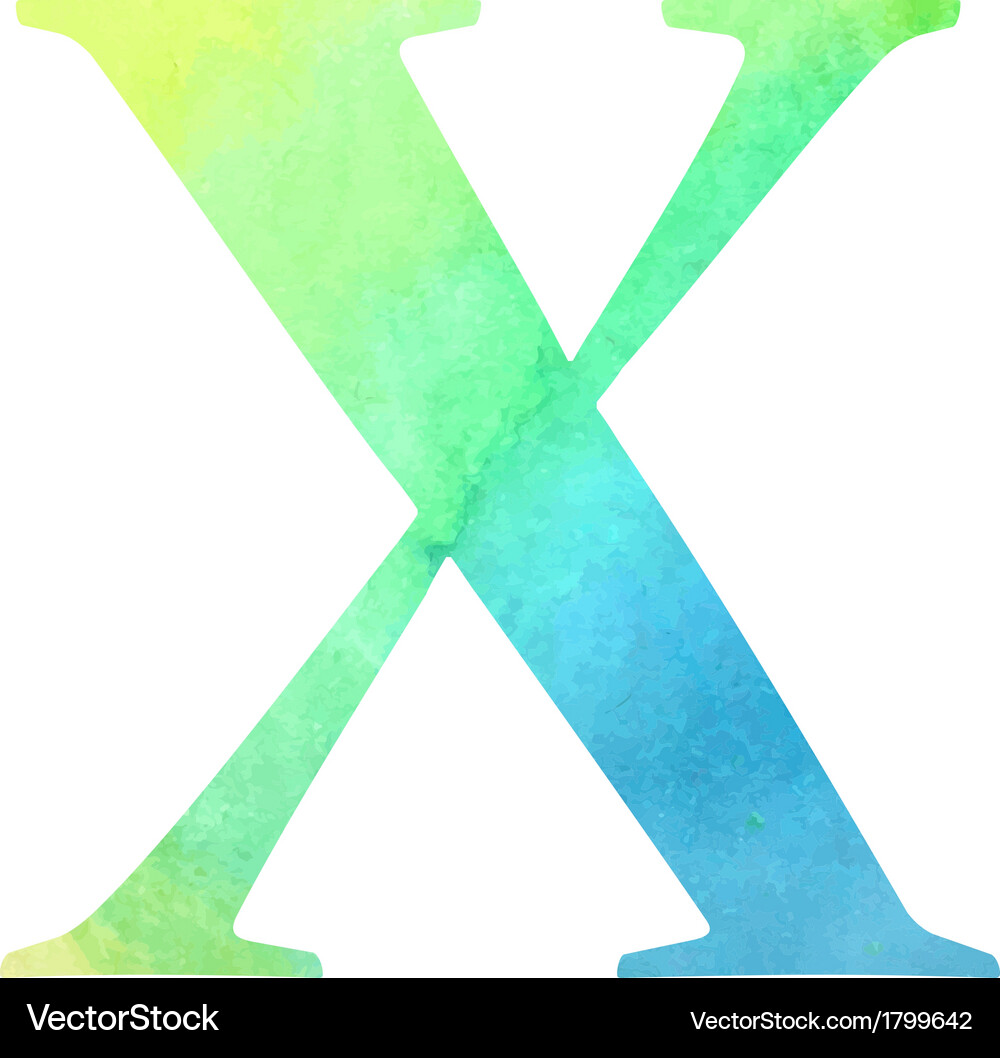 Watercolor blue-green colored alphabet Royalty Free Vector