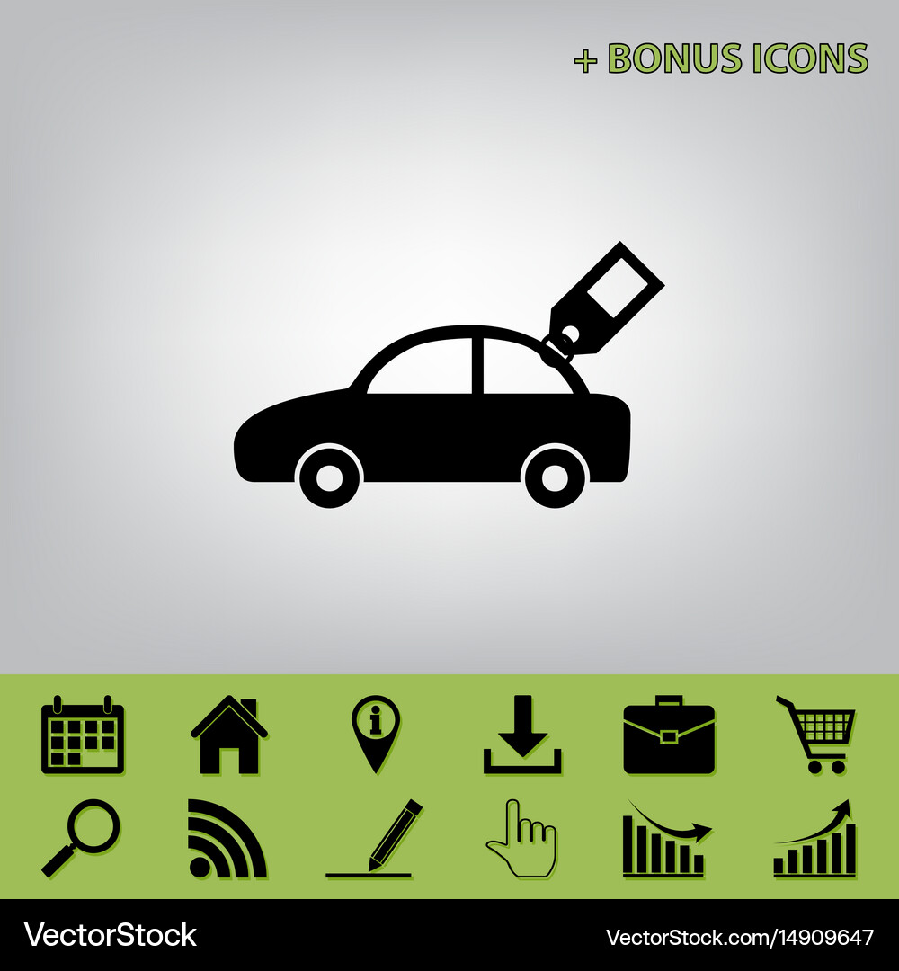 Car sign with tag black icon at gray Royalty Free Vector