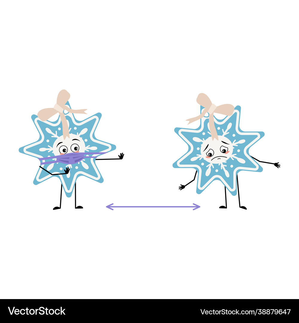 Cute christmas snowflake with sad emotions face Vector Image