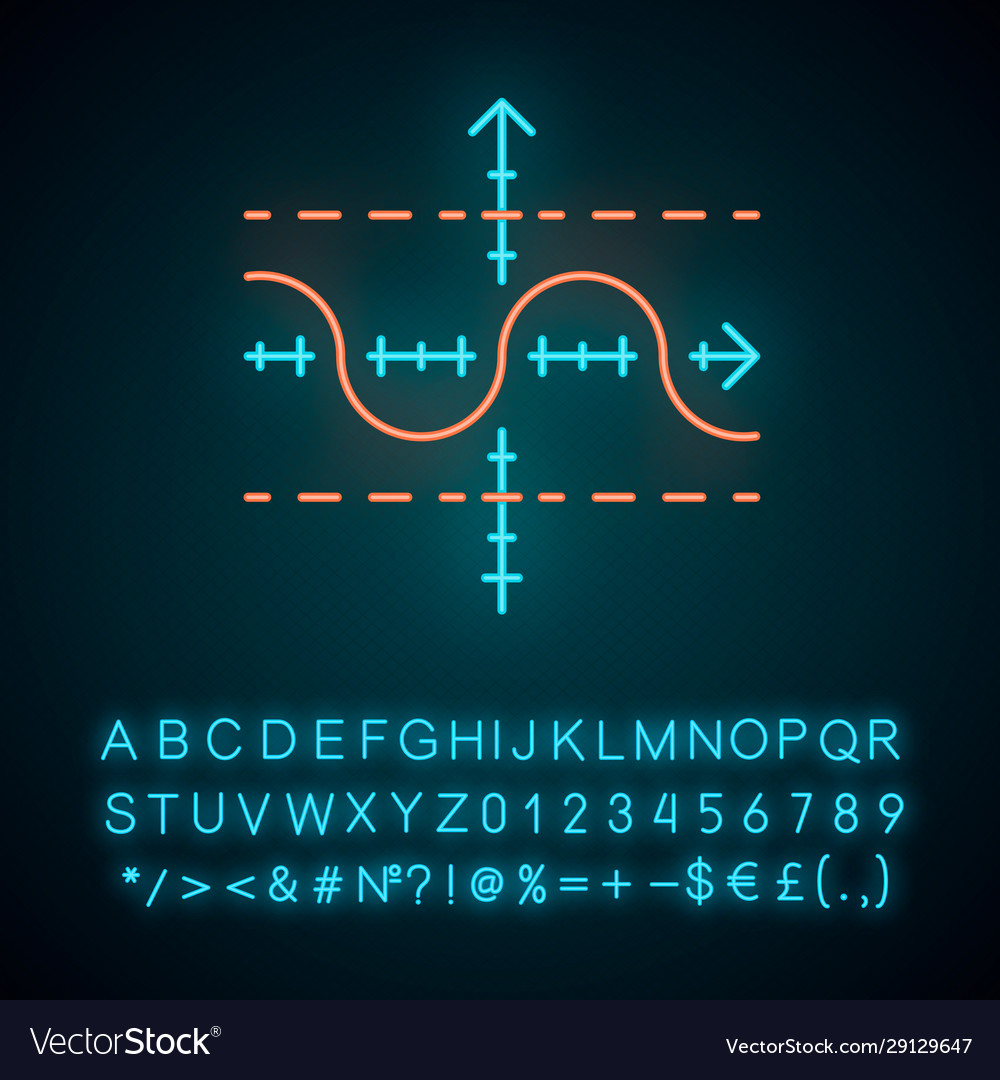 Function Graph Neon Light Icon Duplicate Vector Image