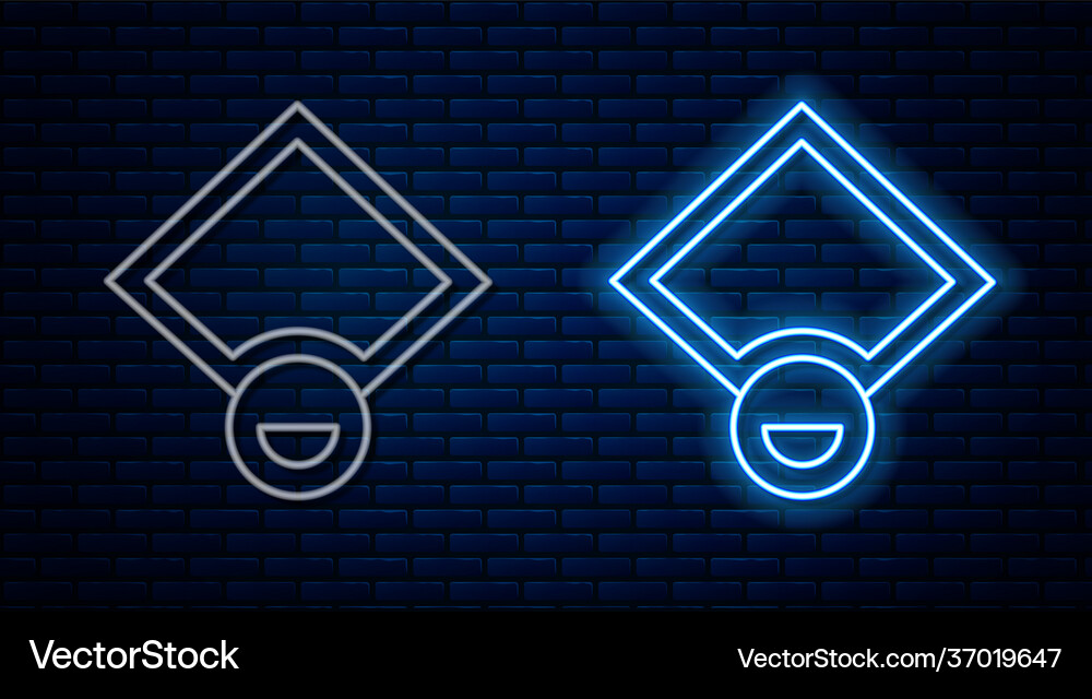 Glowing neon line baseball field icon isolated Vector Image