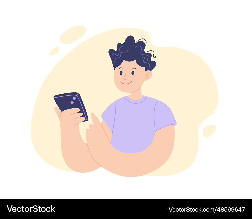 Man looking on smartphones and chatting young Vector Image