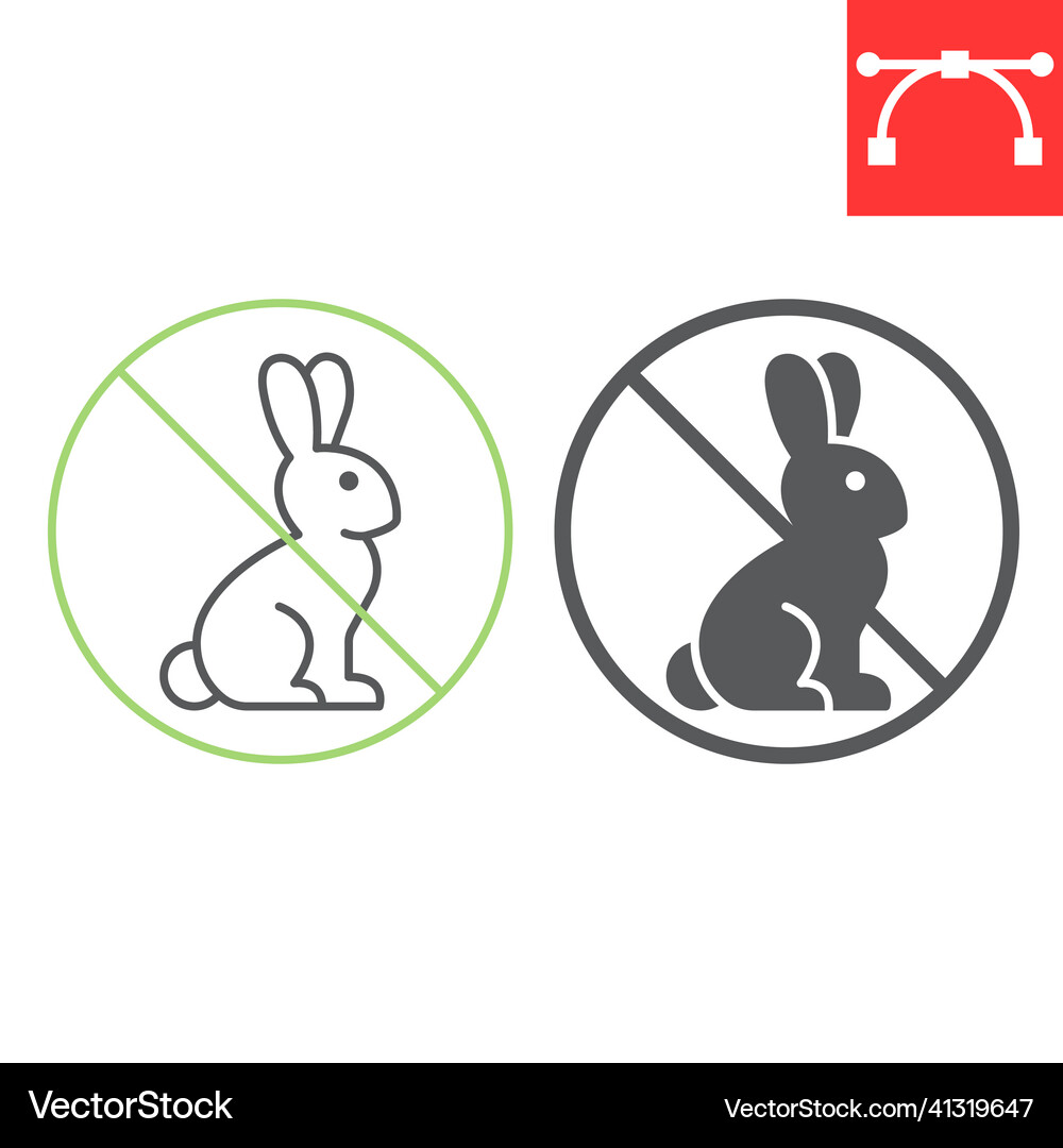 Not tested on animals line and glyph icon Vector Image