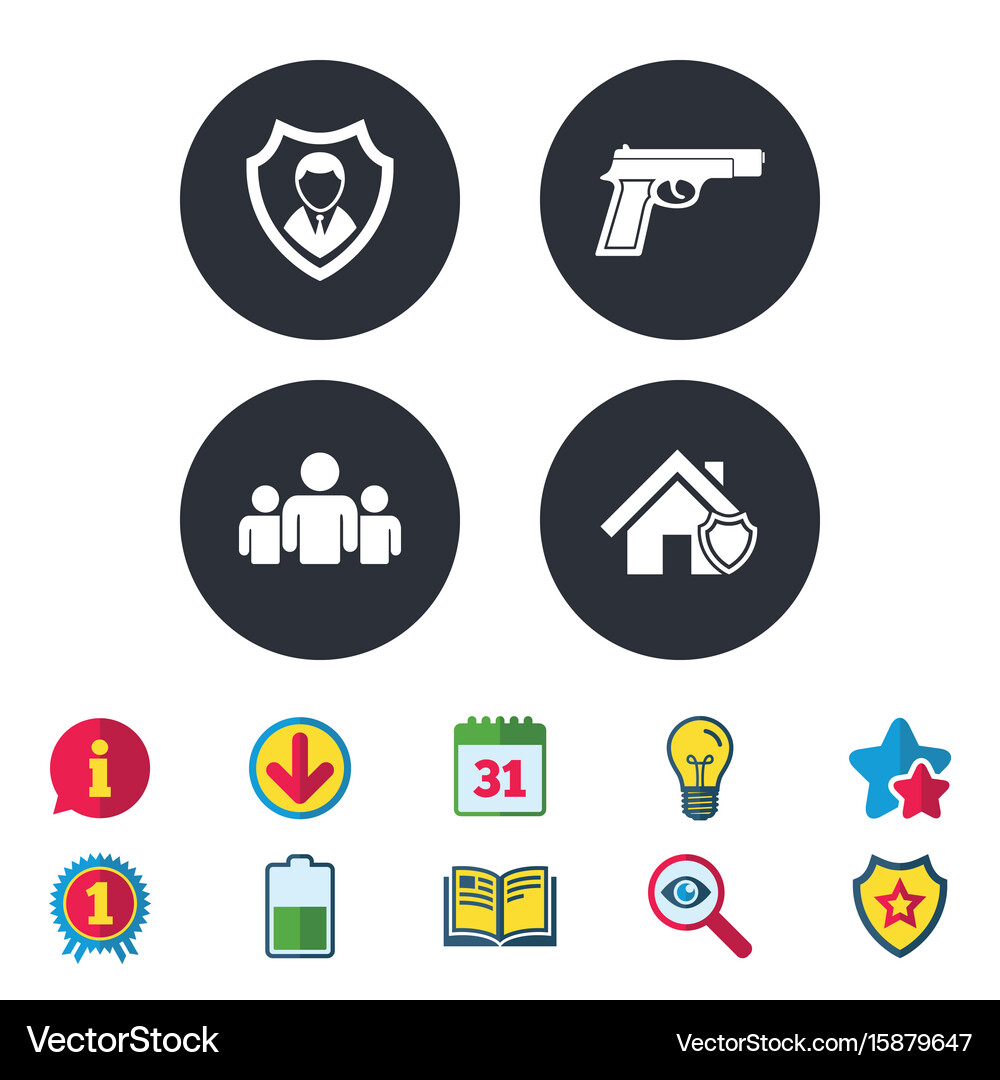 Security agency icons home shield protection Vector Image