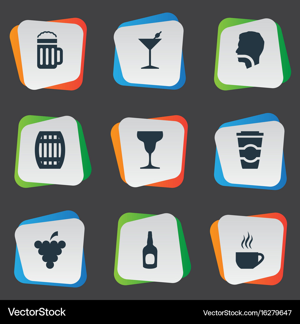 Set of simple beverage icons Royalty Free Vector Image