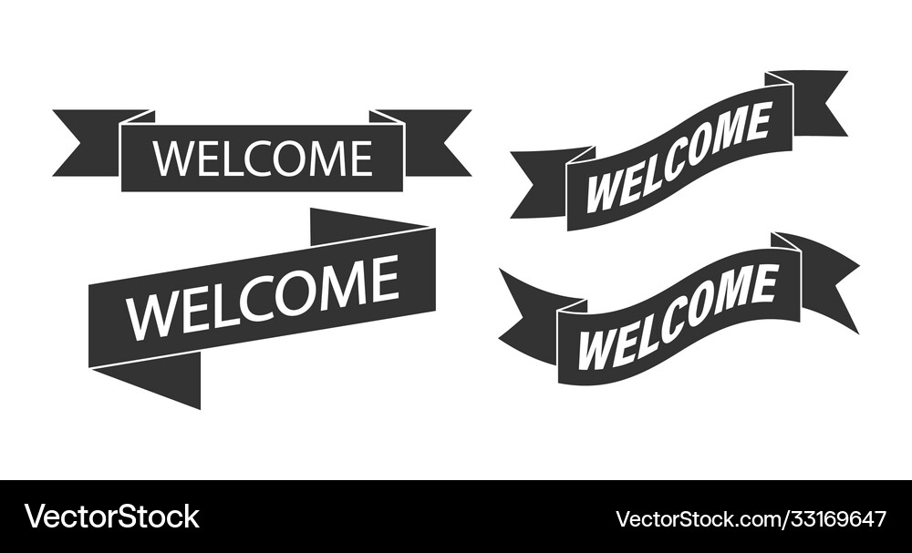 Set ribbon with words welcome for banner Vector Image