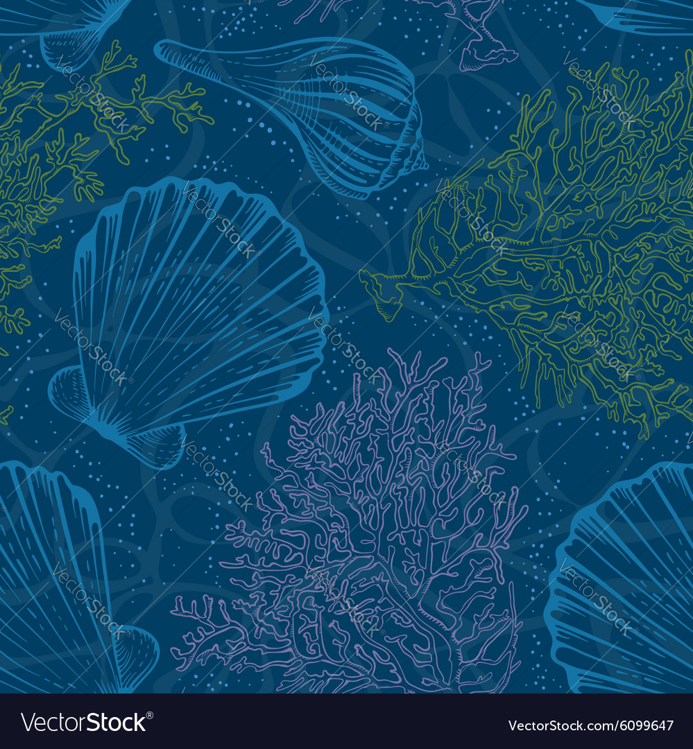 Shell seamless pattern Royalty Free Vector Image