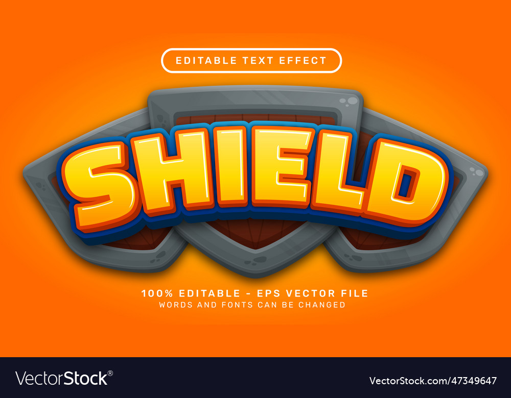 Shield 3d text effect and editable text effect Vector Image