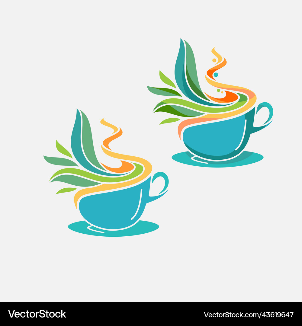 Two cups of hot tea Royalty Free Vector Image - VectorStock