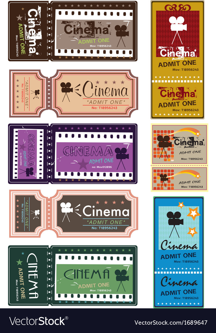 Vintage Cinema Tickets Royalty Free Vector Image