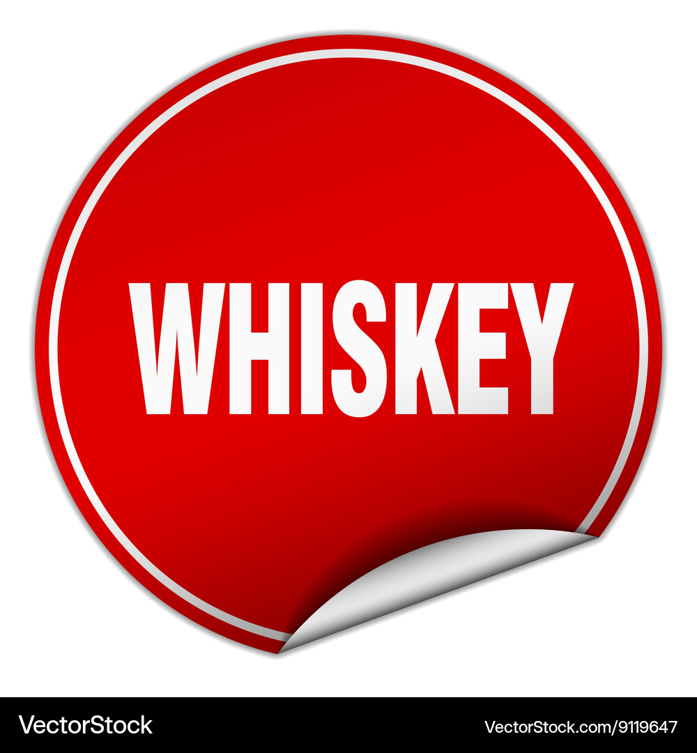 Whiskey round red sticker isolated on white Vector Image