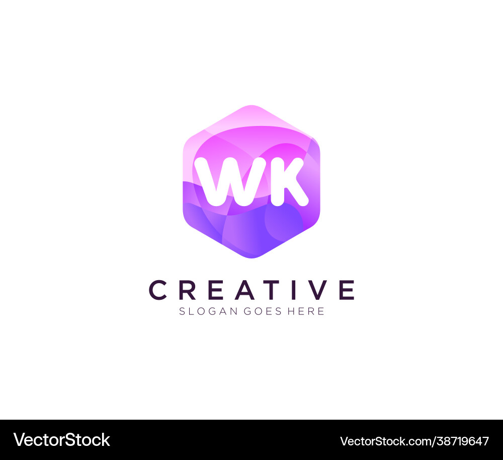 Wk initial logo with colorful hexagon modern Vector Image