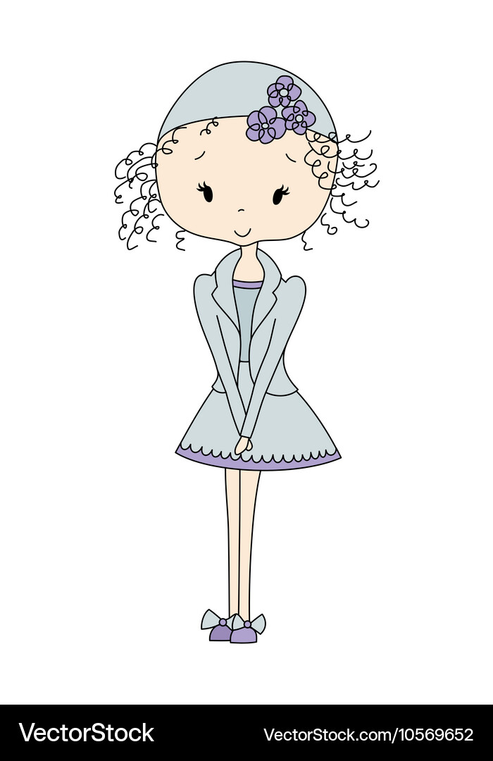A cute little doll girl Royalty Free Vector Image