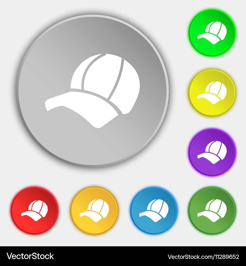 Ball cap icon sign symbol on eight flat buttons Vector Image