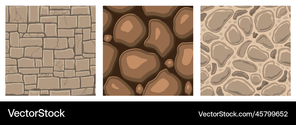 Cartoon game textures rocks dirt and ground Vector Image