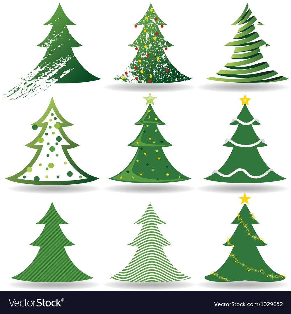 Christmas tree set Royalty Free Vector Image - VectorStock
