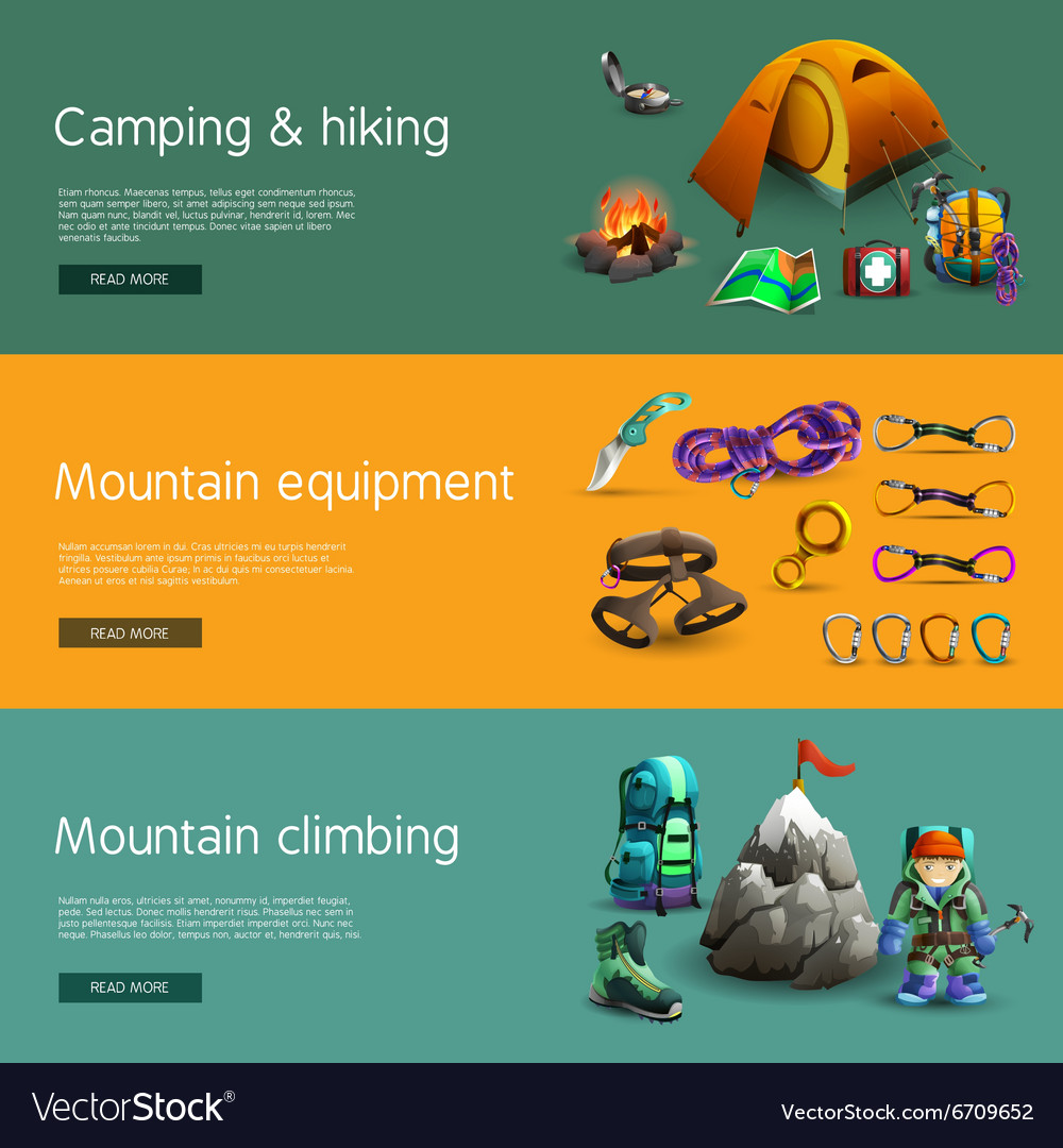 Climbing interactive 3d banners set Royalty Free Vector