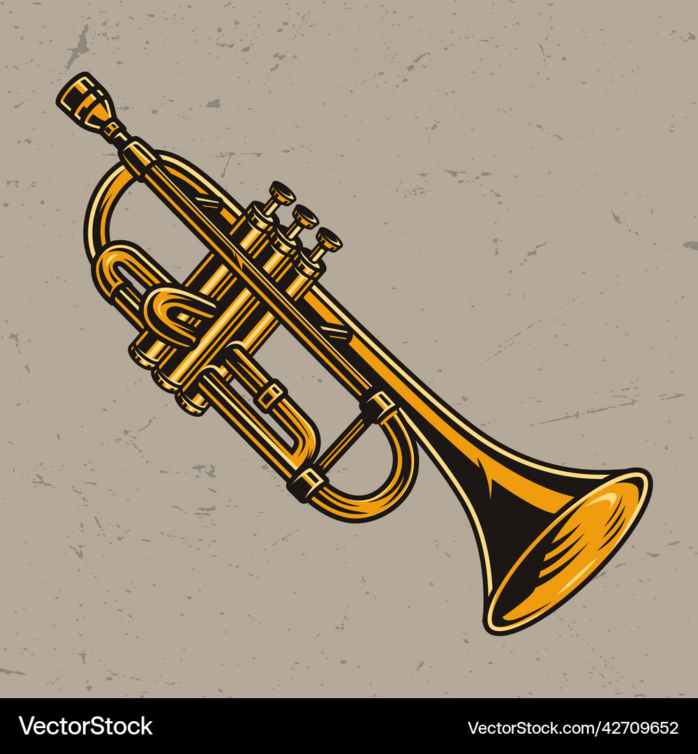 Colorful brass trumpet concept Royalty Free Vector Image