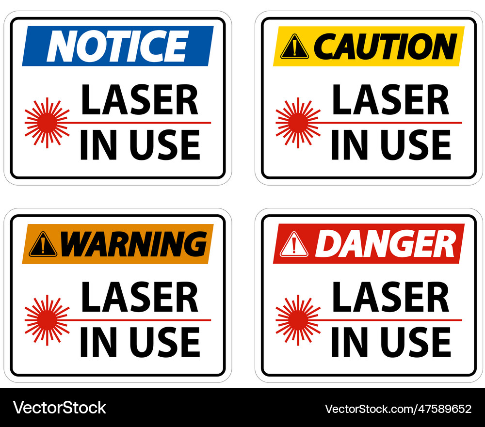 Danger laser in use symbol sign on white Vector Image