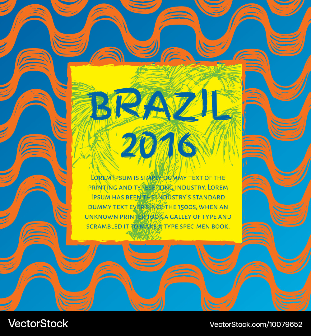 Ipanema beach pattern banner with palm Royalty Free Vector