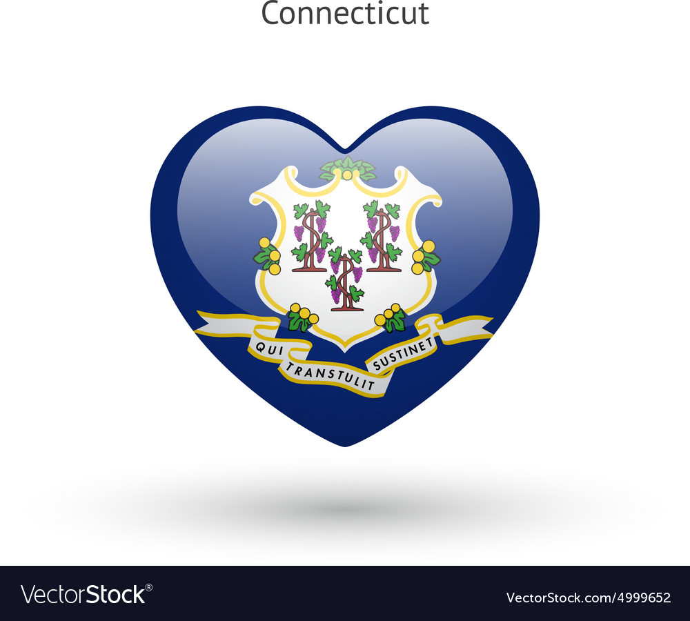 Love connecticut state symbol heart flag icon Vector Image