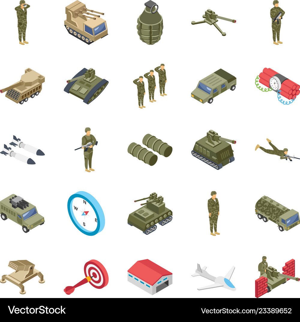 Military special forces army icons set Royalty Free Vector