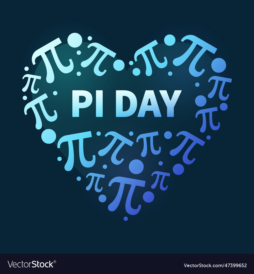 Pi day on march 14th heart shaped blue banner Vector Image