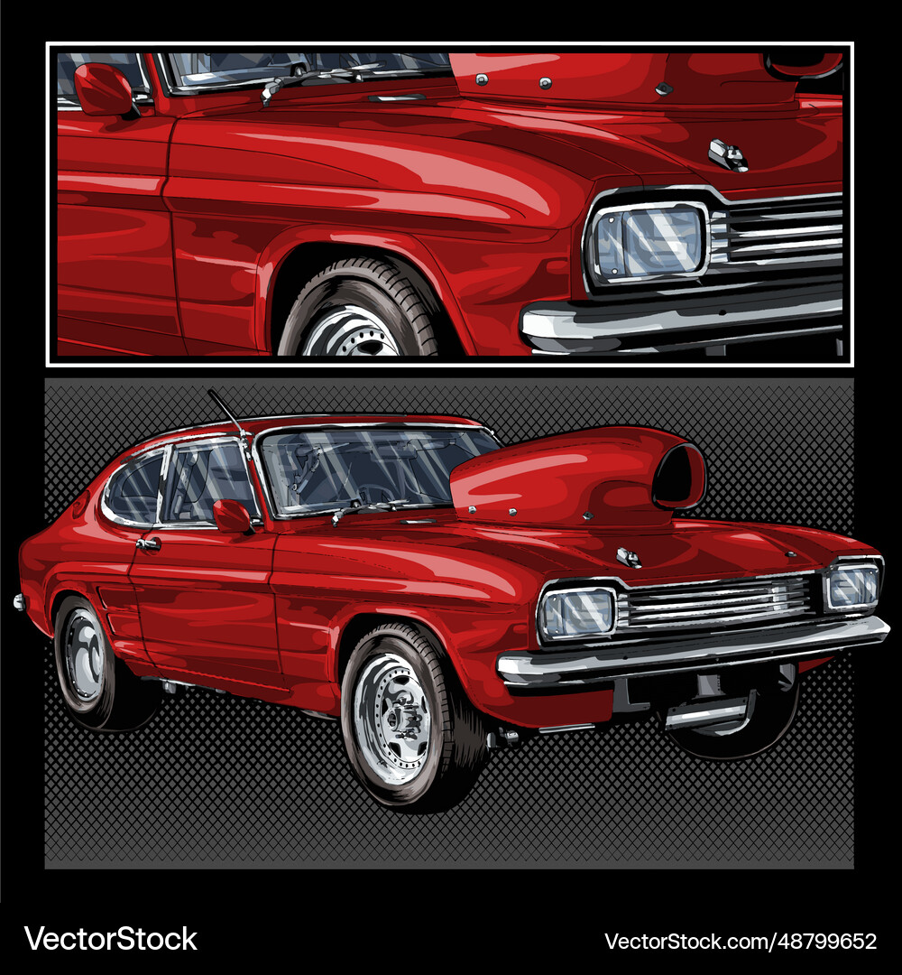 Red drag racing car with black strip Royalty Free Vector