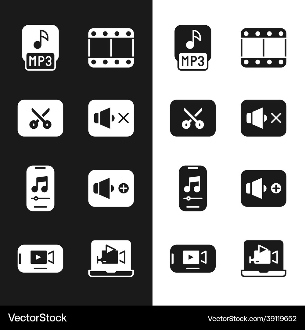 Set speaker mute music or video editing mp3 file Vector Image
