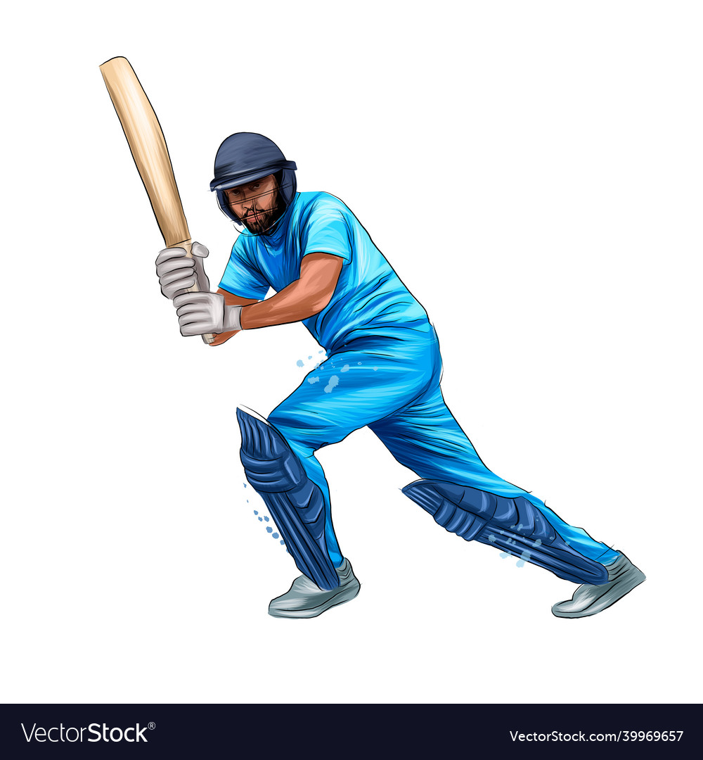 Abstract batsman playing cricket from splash Vector Image